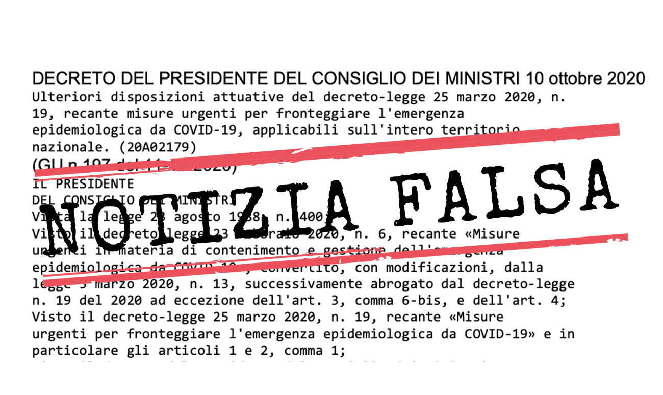 Il documento presentato come «bozza del nuovo Dpcm del governo» è un ...